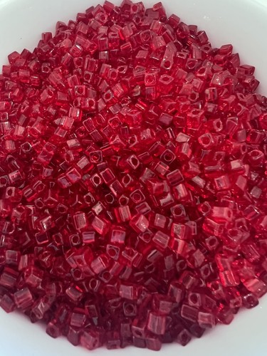 30grams miyuki Japanese beads Square 3mm Sb3-141 Transparent Ruby Red ...