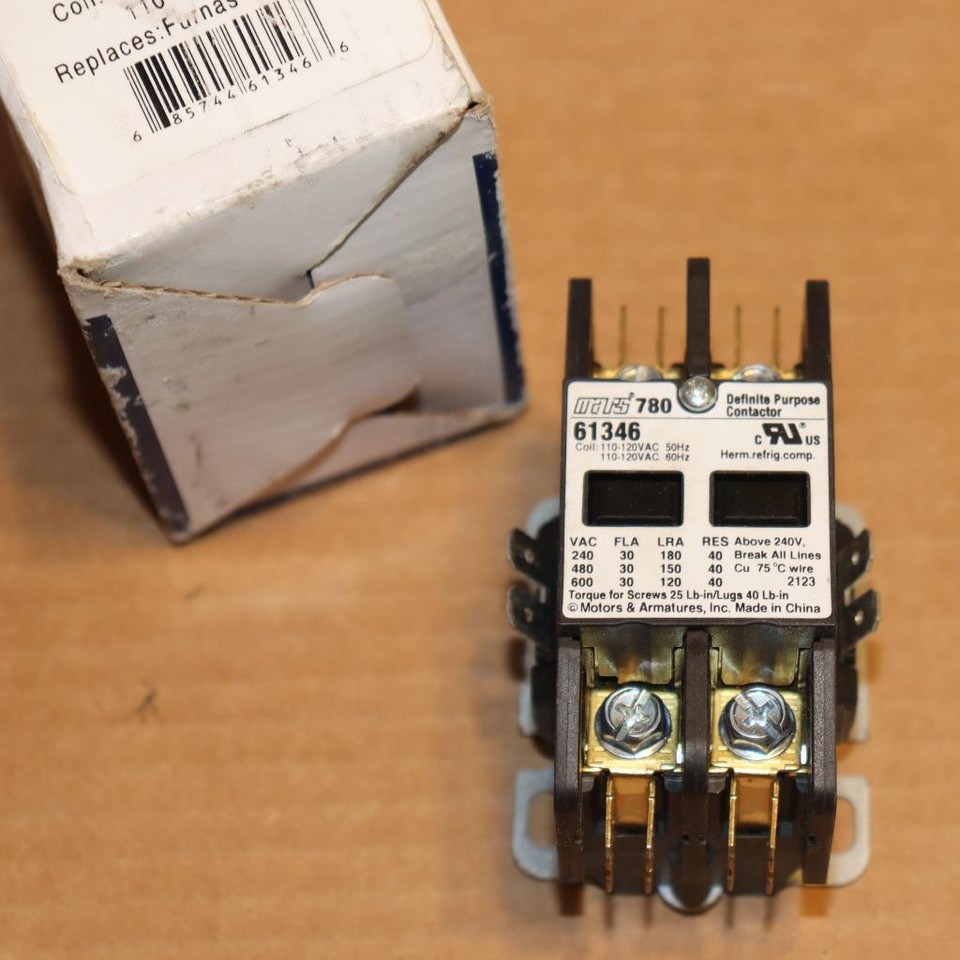 Mars 780 Definite Purpose Contactor 61346 Power 2 Pole 110-120 Vac Coil ...