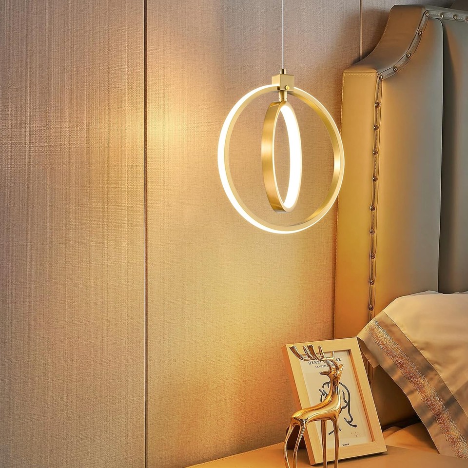 Modern LED Chandelier Gold Ring Pendant Light Fixtures 4000K Dimmable ...