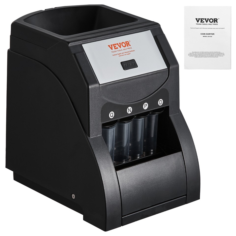 VEVOR USD Coin Sorter Coin Counter Wrapper and Roller 230 Coins/min 4 ...
