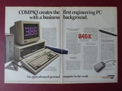9/1987 PUB COMPAQ COMPUTER PC ORDINATEUR DESKPRO 386 ORIGINAL AD | eBay