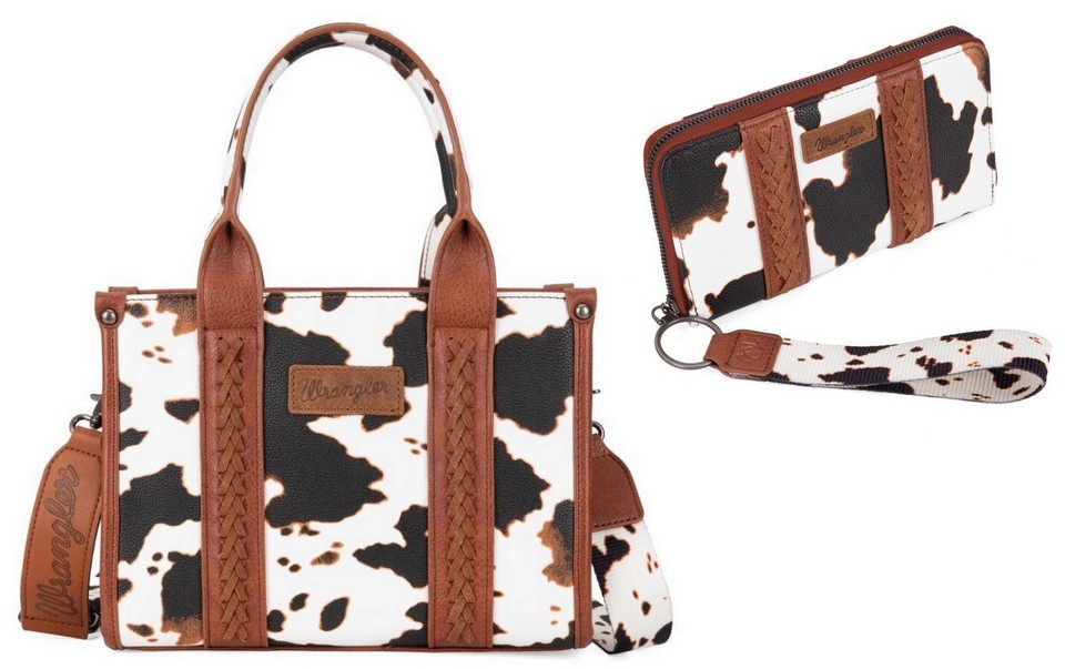 WG133-8120S Wrangler Cow Print Concealed Carry Tote/Crossbody and ...
