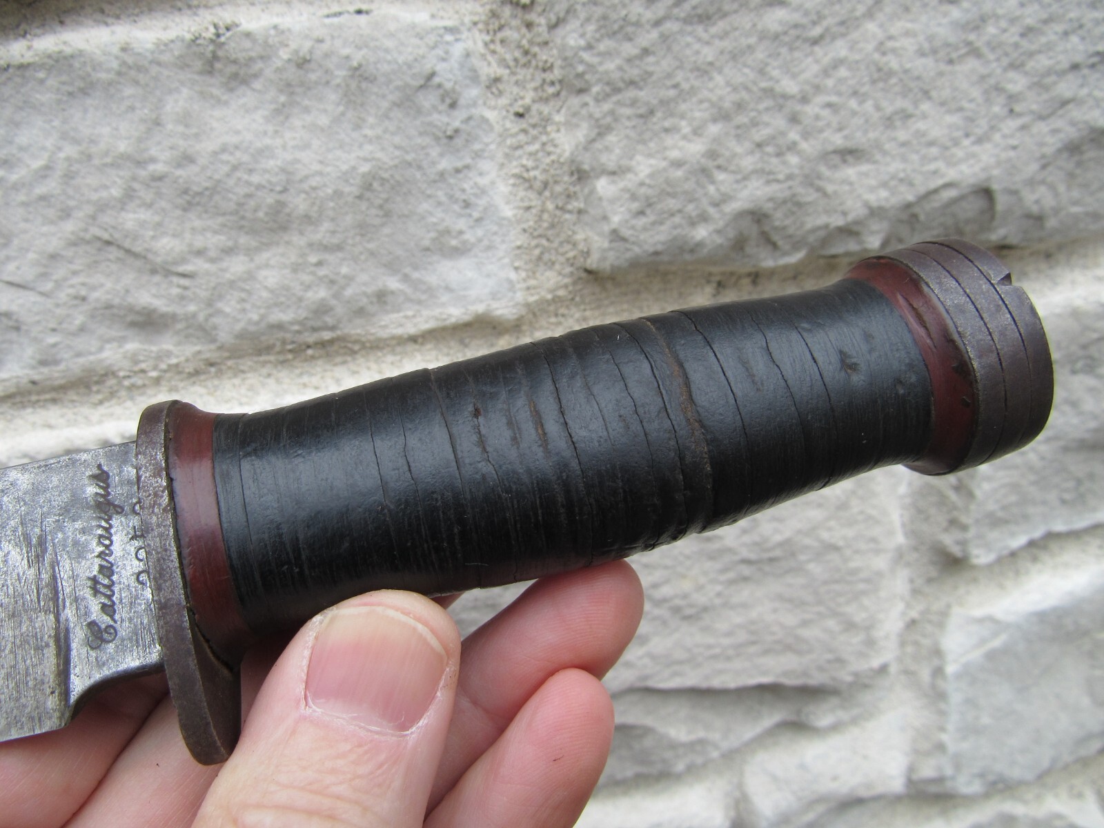 WW2 Cattaraugus 225Q Fixed Blade Stacked Leather Handle Fighting Knife ...