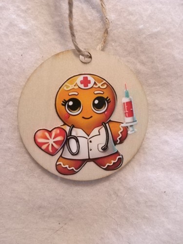 handmade healthcare doctor gingerbread man wooden 2 inch ornament | eBay