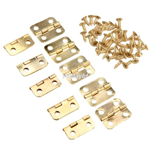 50X Replace Mini Gold Hinges with Screws Jewelry Box Dolls House ...