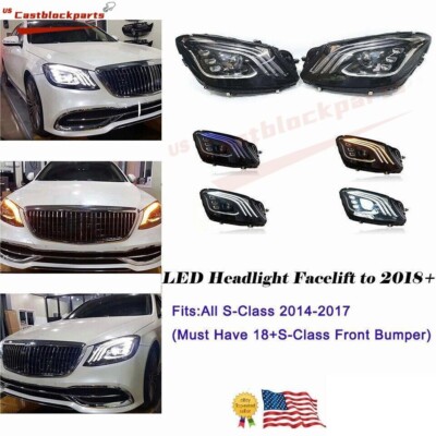 For 13-17 MERCEDES S CLASS W222 S550 S63 S65 Facelift 2018+ LED ...