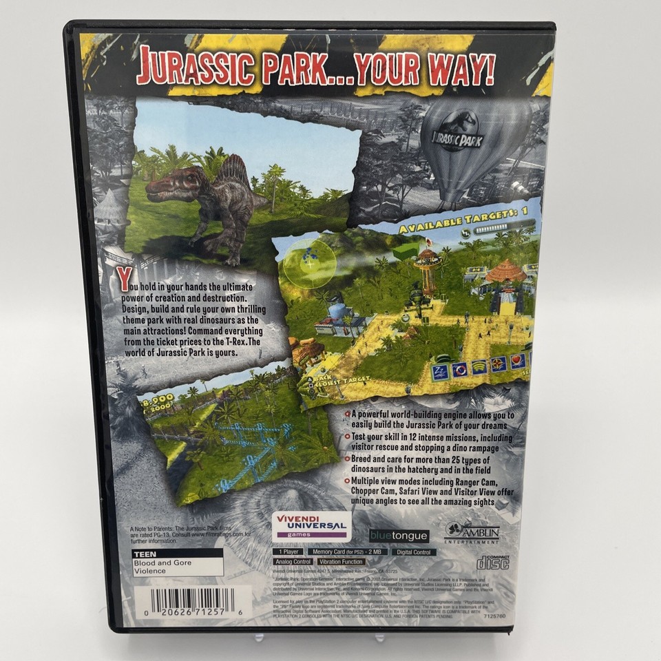 Jurassic Park: Operation Genesis PlayStation 2 PS2 Complete CIB Tested ...
