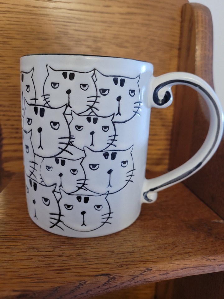 Ceramic Coffee Mug 16 oz Embossed SPOTTED CAT FACES Mug by Spectrum ...