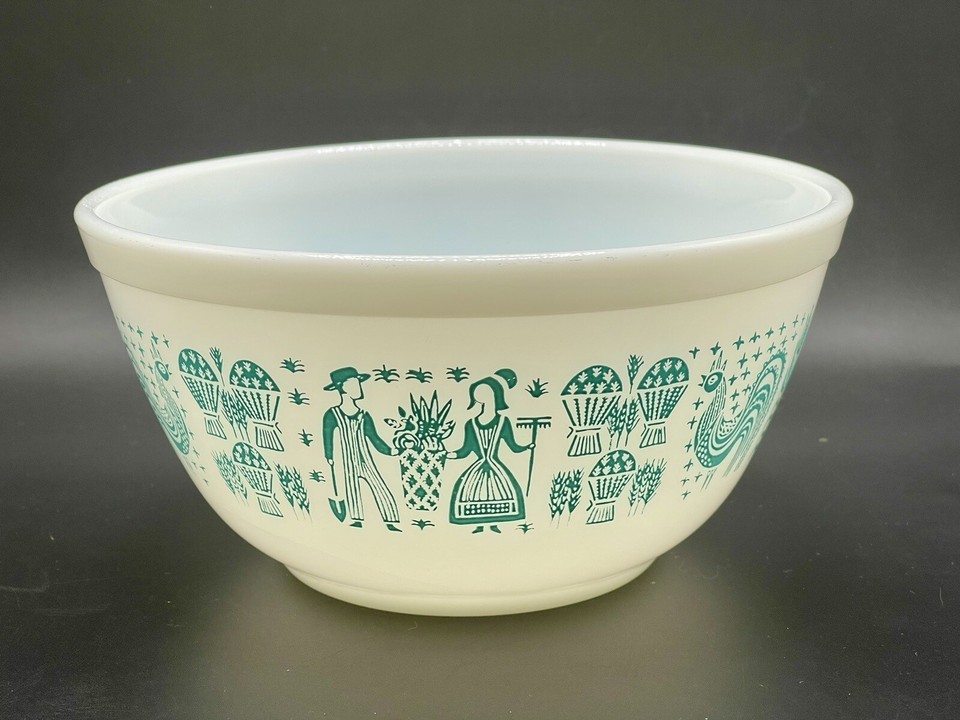 Vintage Pyrex Amish Butterprint Set of 3 Mixing Bowls Turquoise 401 402 ...
