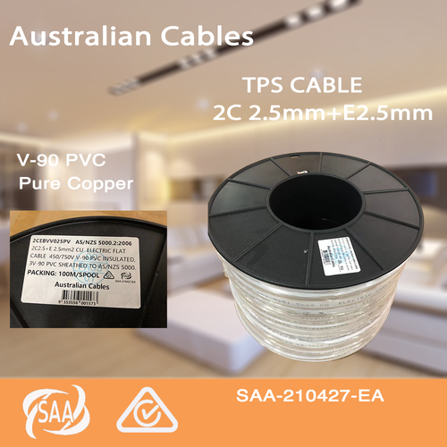 1x2.5mm Twin and Earth TPS Electrical POWER Cable for 100mtr Roll ...