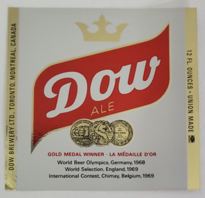 Dow Ale Beer Label 12oz Dow Brewery Toronto Montreal Canada | eBay