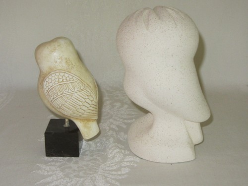 2 Vintage AOE Greek Owl of Alpha Theta Epsilon Figurine White Resin ...