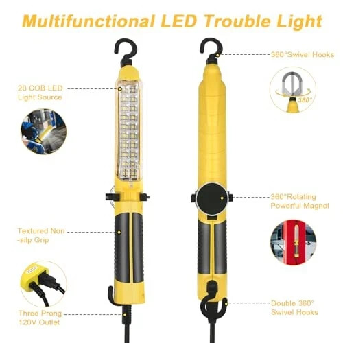LED Trouble Light, Handheld Corded Work Lights with Strong Magnet ...