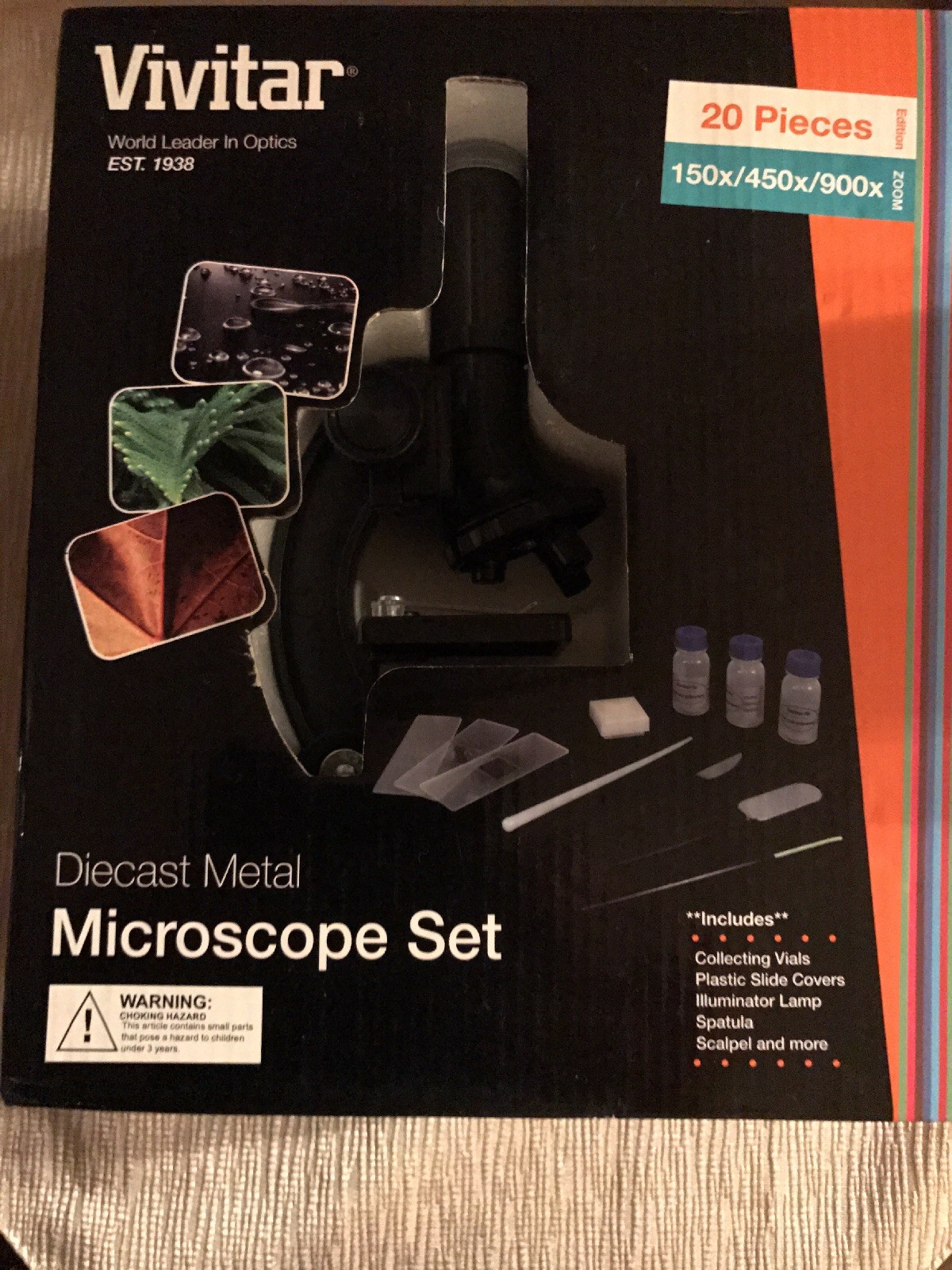 NEW MIB Vivitar Diecast Metal 20 Piece Microscope Set 150x/450x/900x ...