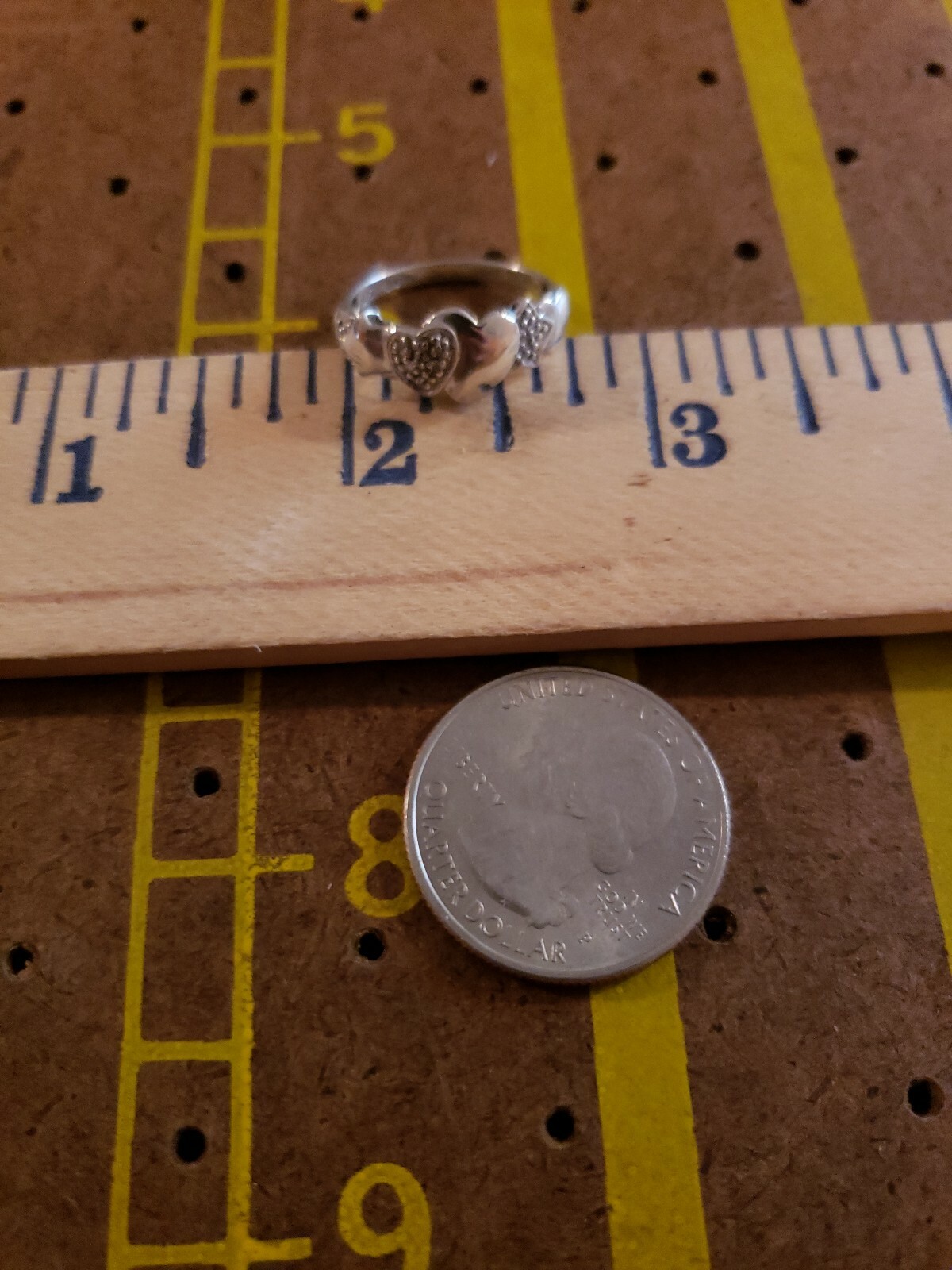 VINTAGE PGDA SIGNED STERLING SILVER NATURAL DIAMONDS HEART STAR RING SZ ...