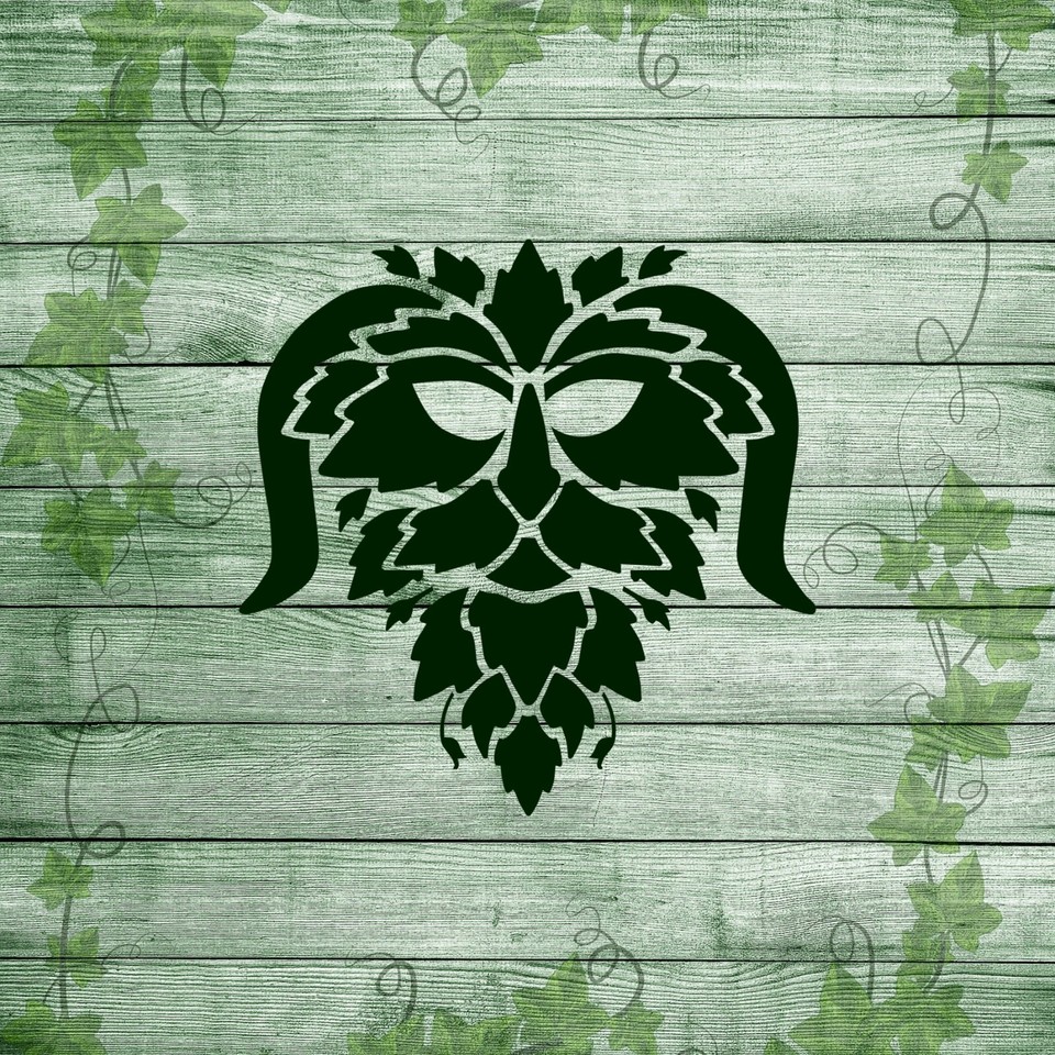 12 X 12 Horned GREEN MAN Face STENCIL Leaves/Nature Greenman template ...