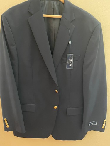 Brand New Chaps Ralph Jacket Men’s Sz 44R Navy Blue Wool Blazer ...