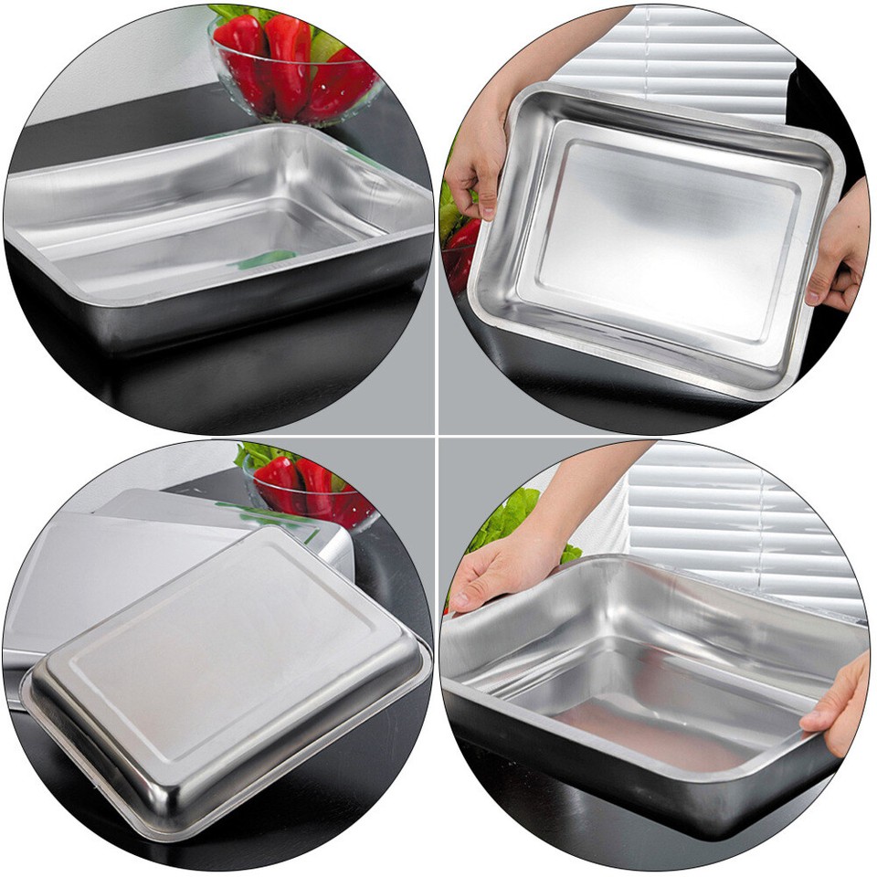 Stainless Steel Storage Tray Rectangle Serving Plate Plates | eBay UK