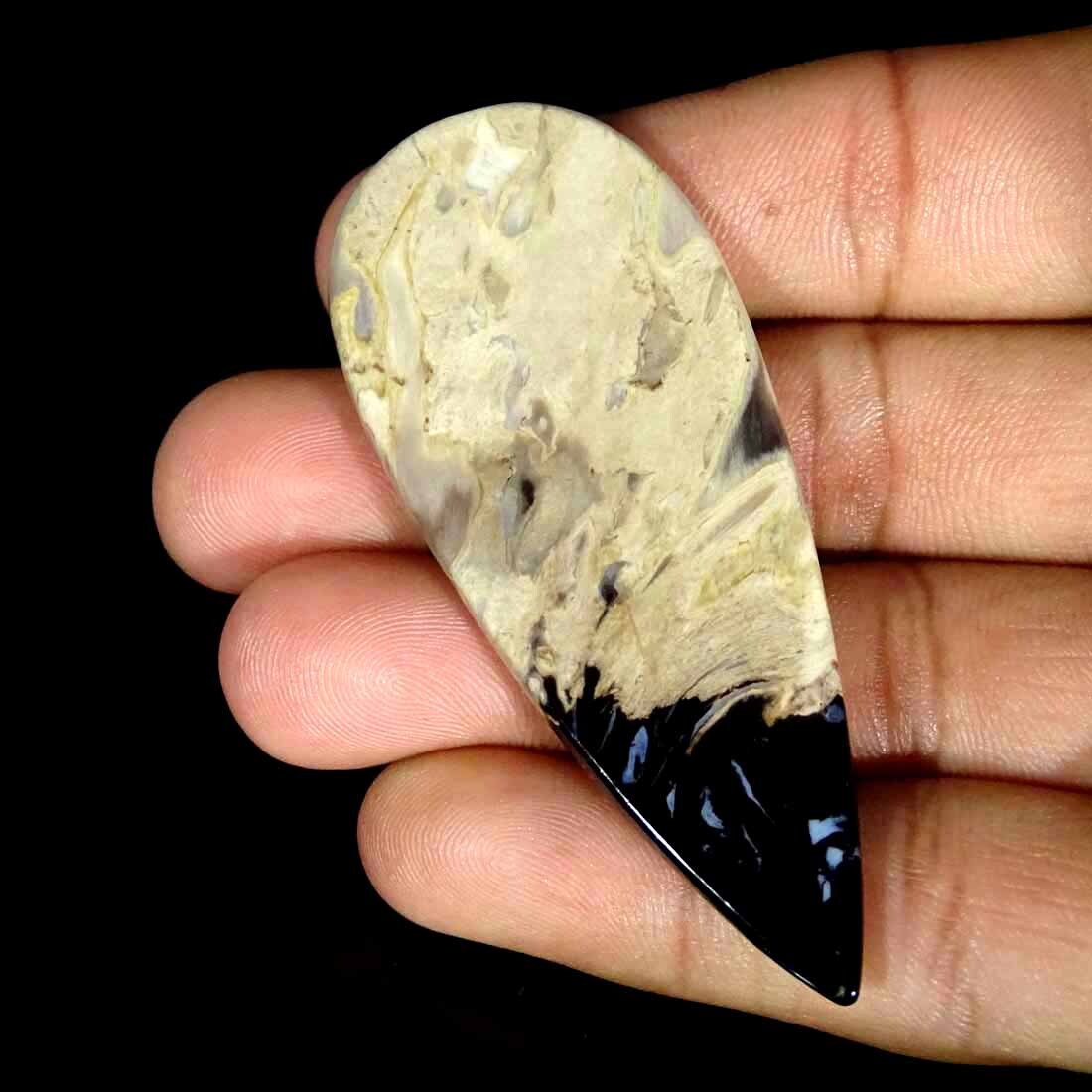 84.50Cts Naturel Pétrifié Palmier Bois Racine Agate Poire Libre Pierre ...