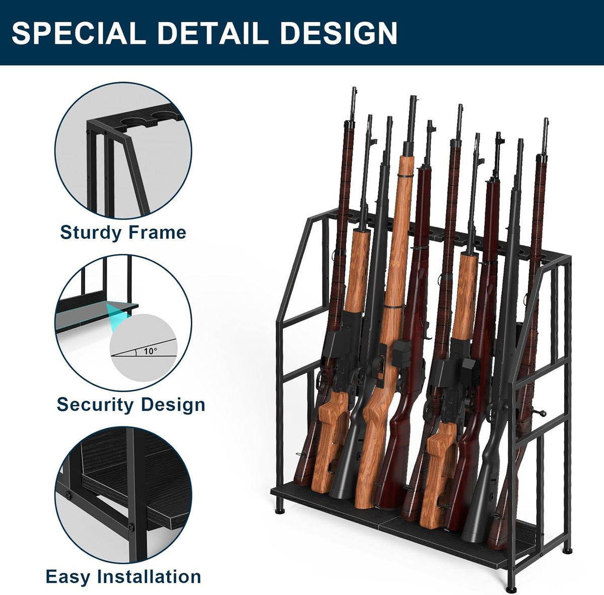 Semohop Gun Racks, Floor Gun Rack Indoor, Wooden Free Standing Rifle ...