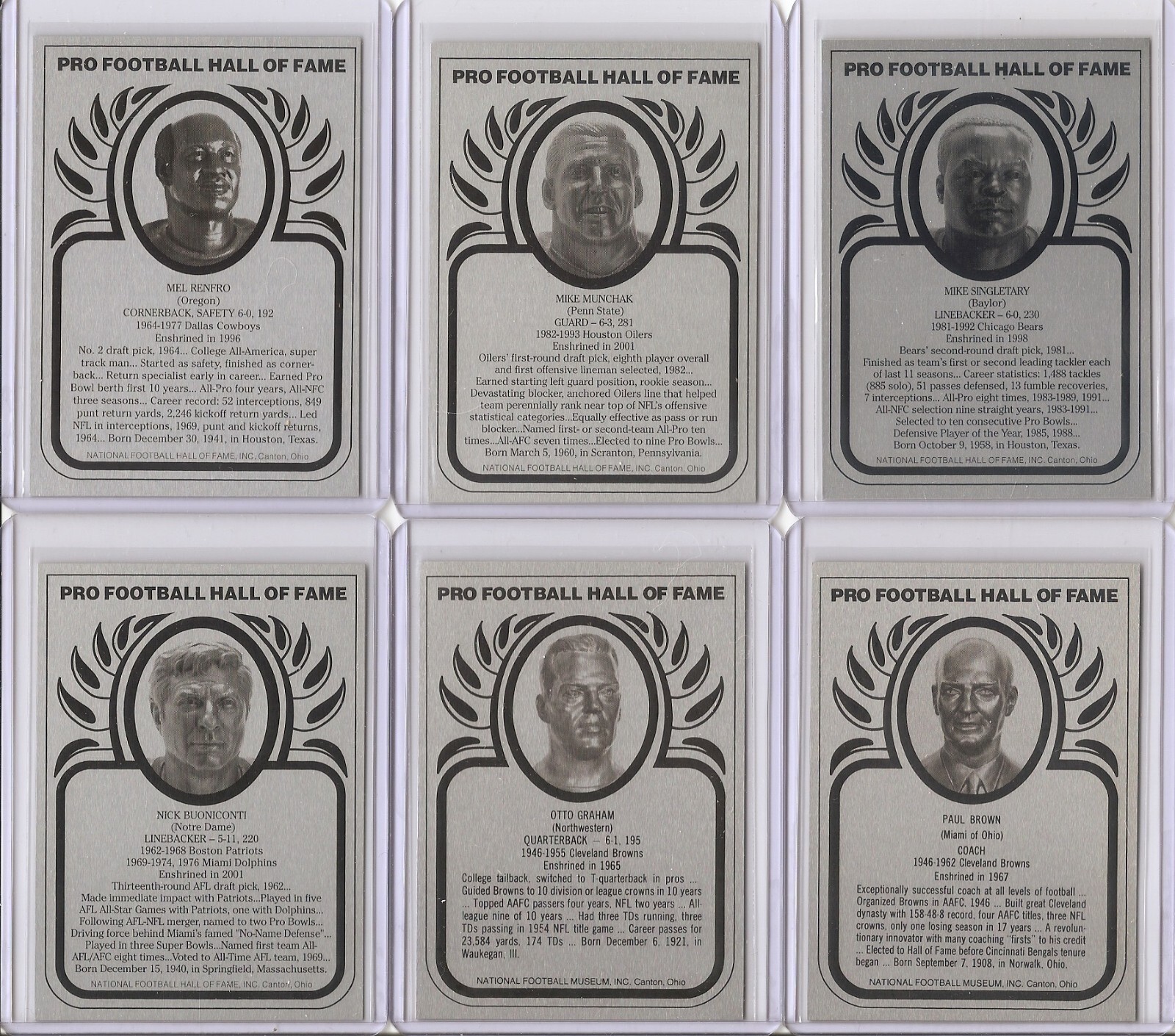 Rare Mike Singletary Metallic Pro Football Hall of Fame Card - Series ...