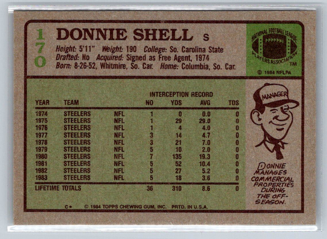 1984 Topps #170a Donnie Shell | eBay
