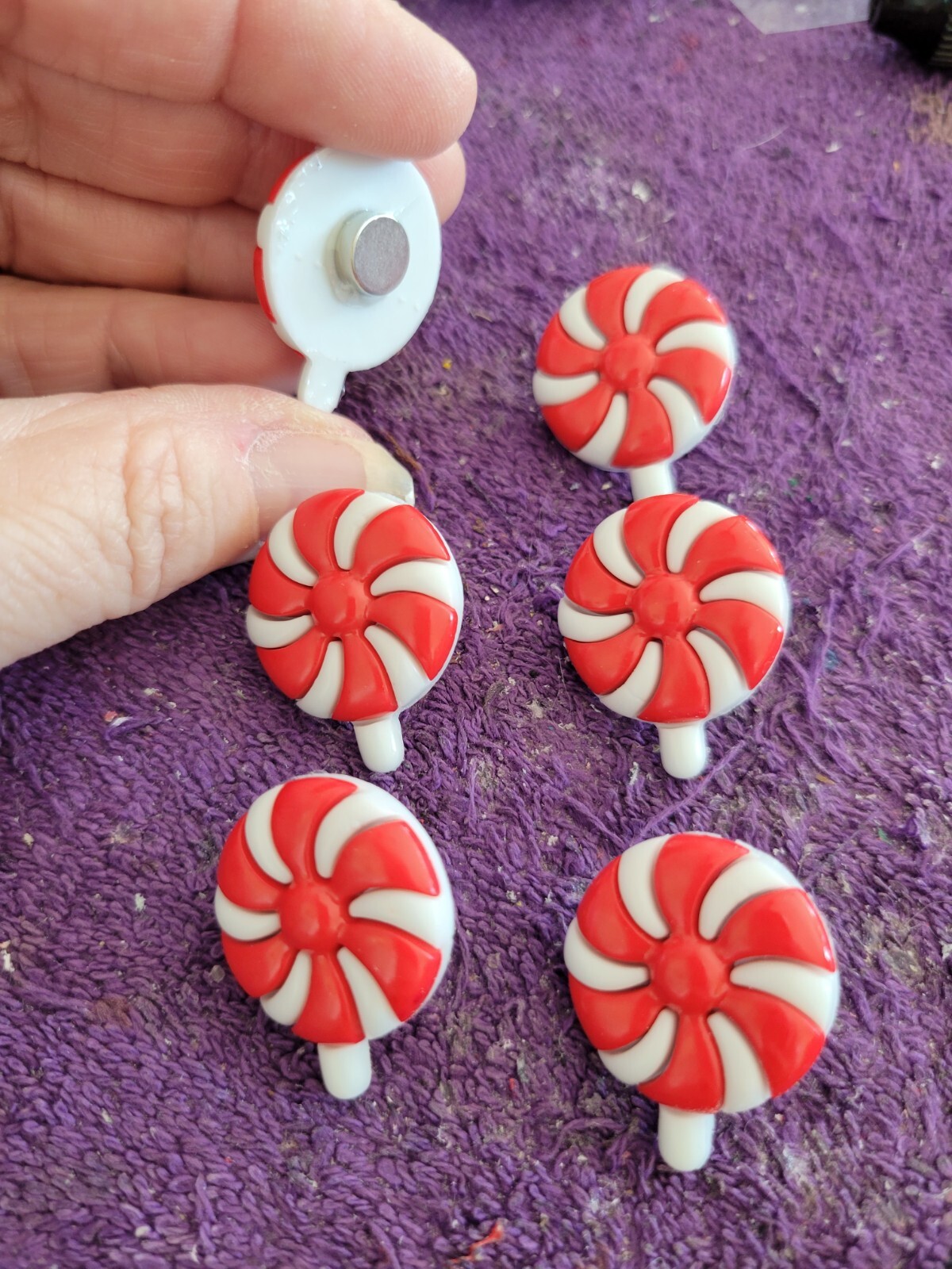 .Christmas Lollipop Pepermint Candy Refrigerator Fridge Magnets - 6pc ...