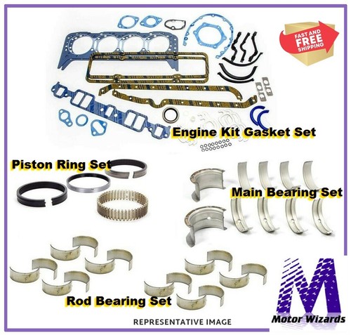 MERCRUISER Chevy GM 350 5.7L Marine Engine Rebuild Kit Rod+Main Brgs ...