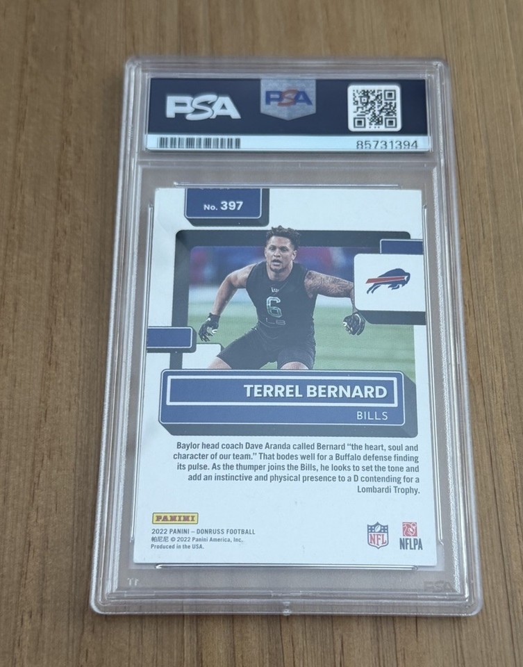 Terrel Bernard Buffalo Bills Signed Football Panini Rated Rookie Card ...