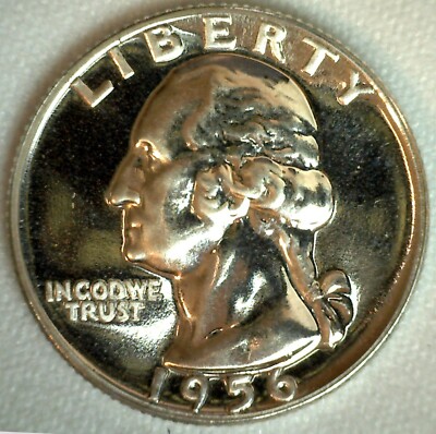1956 Silver Proof US Washington Quarter 25 Cent Coin 25c Uncirculated ...
