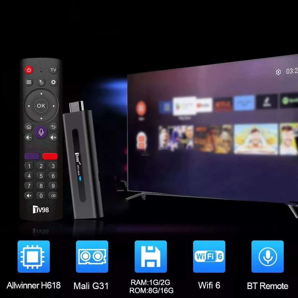Android 14 TV Stick 4k HD Dual WiFi 5G Smart TV Box Streaming Media ...
