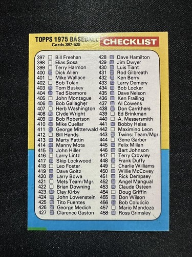 1975 Topps MINI #386 Checklist: 265-396 Used Card | eBay