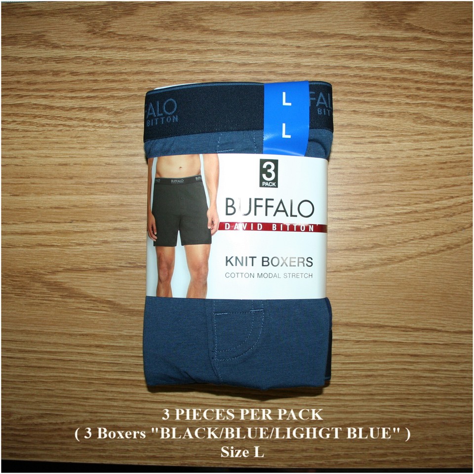 BUFFALO DAVID BITTON, Men's Underwear, KNIT BOXERS, 3 Piece/Pack, New ...