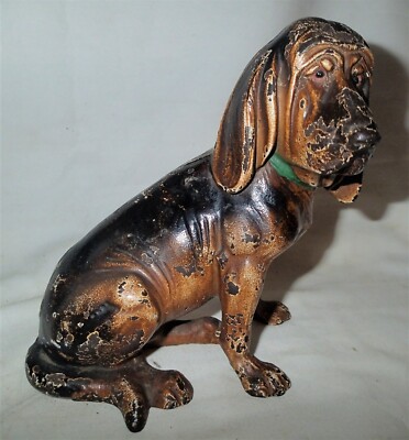 ANTIQUE HUBLEY TOY CO USA CAST IRON BLOODHOUND DOG ART STATUE HOME DOOR ...