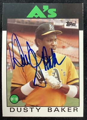 Dusty Baker Signed 1986 Topps #645 Baseball Card Braves Athletics ...