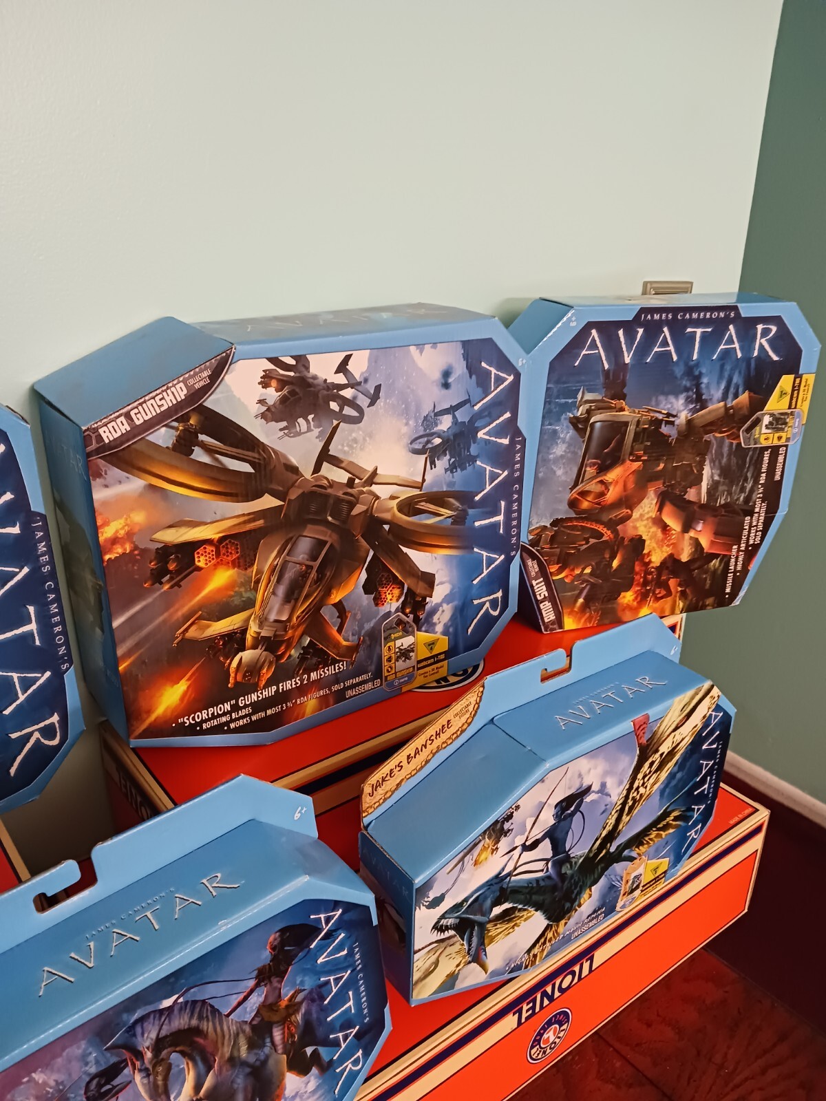 A lot of Avatar military vehicles and flying characters seven different ...