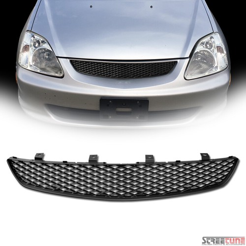 For 02-05 Civic Si EP3 Hatchback Matte Blk T-R Mesh Front Hood Bumper ...