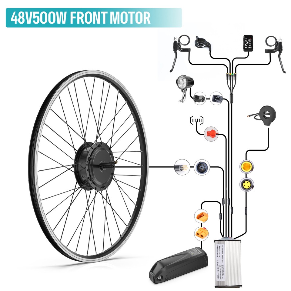 48V 500W 26" Bafang 700C Front Motor with Wheel DIY Electric Bike ...