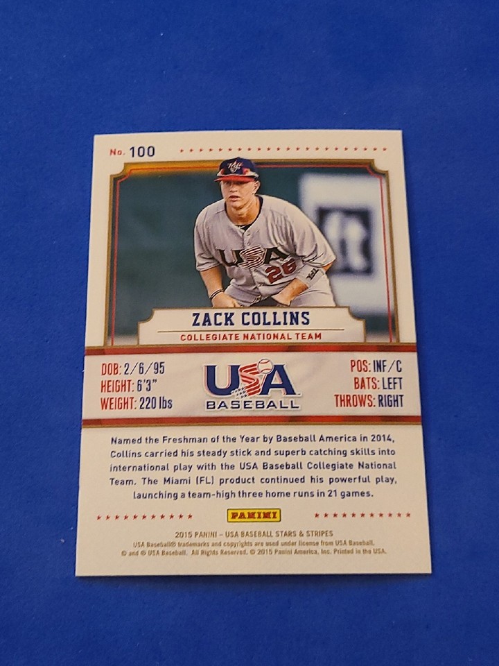 2015 Zack Collins Panini USA Baseball Stars & Stripes #100 | eBay