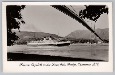 SS Princess Elizabeth Under Lions Bridge Steamship c1930 RPPC Photo ...