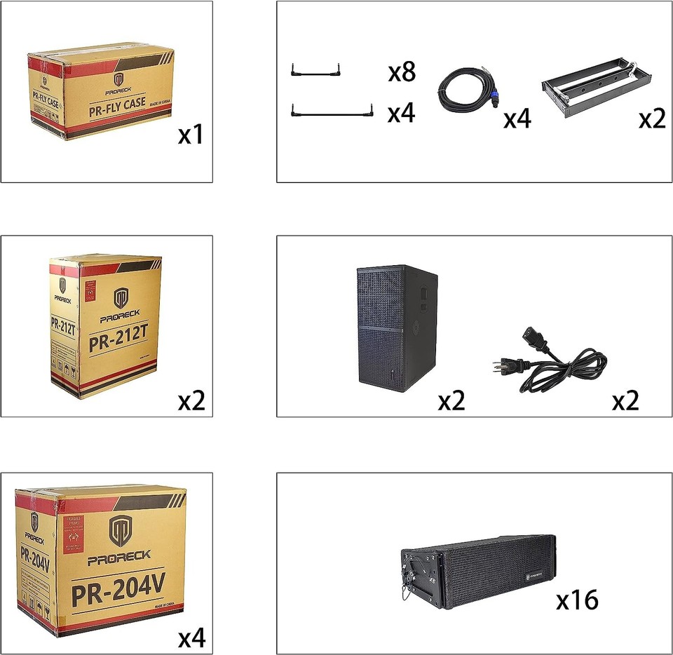 Proreck Venue Set 10000W Stereo/Mono DJ PA Speaker System Set for stage ...