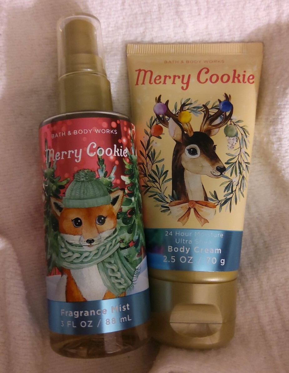 Bath & Body Works Travel Size Merry Cookie Body Cream & Fragrance Mist ...
