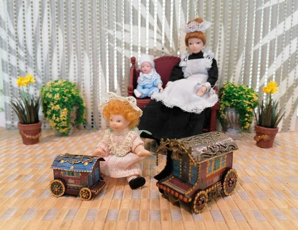 Doll Gypsy Wagon Puppet Caravan Dollhouse Miniature Van Scale 1:12 ...