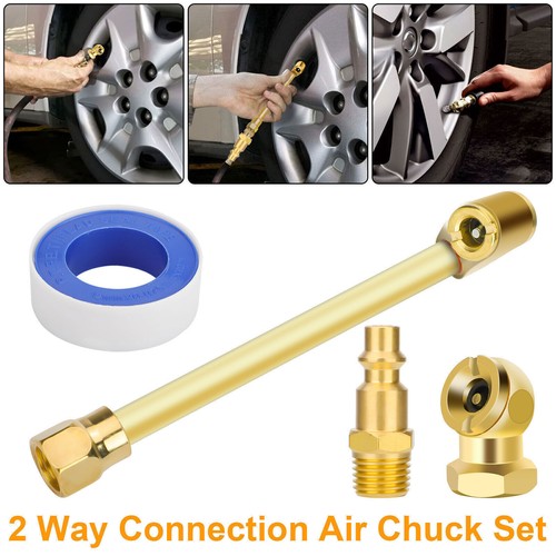 Dual Head Air Chuck Set Tire Air Fill Kit for Tire Inflator Gauge Air ...