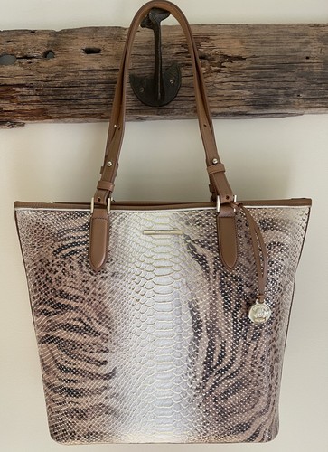 NWT Brahmin Asher Cappuccino Delancy Med. Tote Africa Safari Zebra ...
