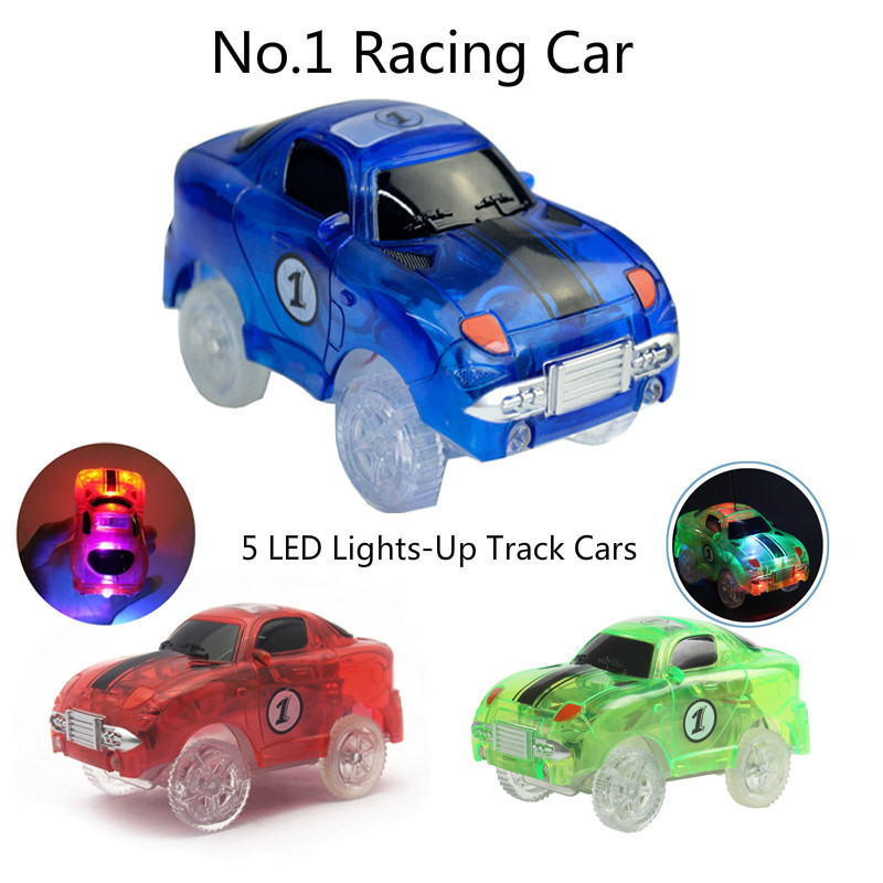 Magic-Tracks Cars Glow in The Dark 5 LED Lights Amazing Racing Track ...