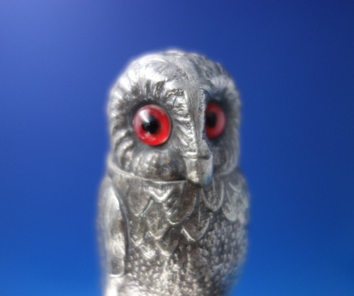 Silverplate Double Inkwell with Owls Glass Eyes 6 1/4" x 4 3/4" c.1910 ...