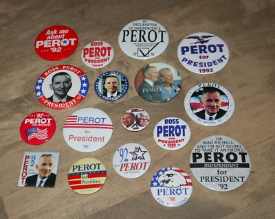 1992 ROSS PEROT | (x17) '92 Presidential Campaign Button Collection ...