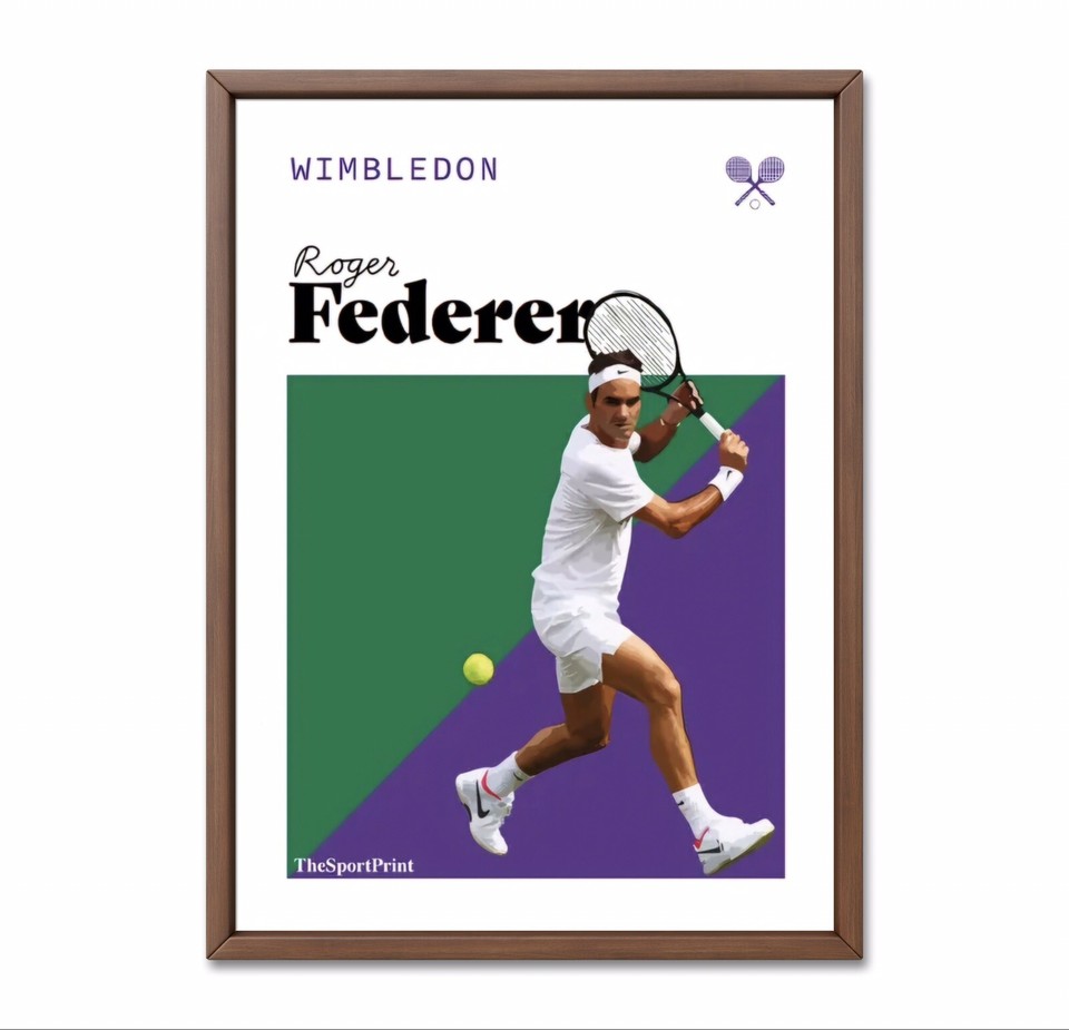 Wimbledon Tennis Poster, Roger Federer, Center Court Print, Grandslam ...