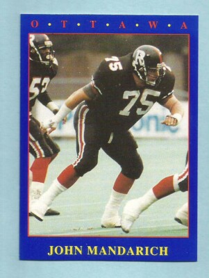 1990 JOGO CFL Football John Mandarich #154 Rough Riders Kent State NM ...